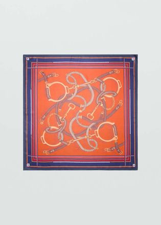 Mango Chain-print scarf orange - Femme - Taille unique - MANGO