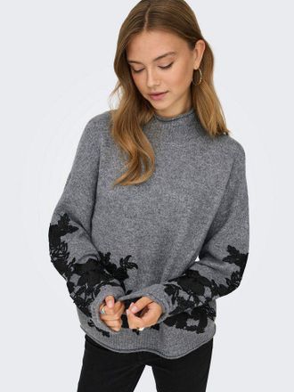 Only Strickpullover ONLLISA LS HIGHNECK DETAIL EX KNT mit Stickerei