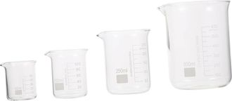 Cabilock 4 Stück Teiliges Gläserne Messbecher aus Borosilikatglas Hochtemperaturbeständig mit für Labor Küche und Backen