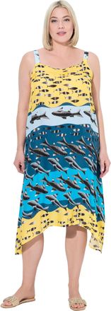 Ulla Popken Damen große Größen Übergrößen Plus Size Kleid, Fische, A-Linie, V-Ausschnitt, ärmellos tannengrün 50+ 837333752-50+