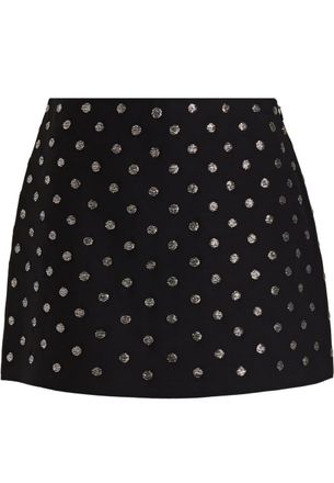 Valentino Garavani Embellished Polka Dot Black Crepe Mini Skirt Size S