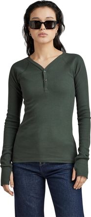 G-Star RAW Damen Slim Rib Henley ls wmn, Grau (Graphite D23342-D289-996), XXS