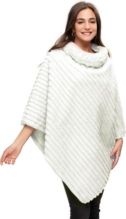 Glamexx24 Damen Poncho Eleganter Cape Winterfell-Poncho mit Rundhalsausschnitt, dicker Umhang aus warmem Strickfell