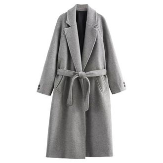 Generic Manteau caban femme hiver 2025, col châle, ceinture, long manteau, blazer long, trench coat, vêtement dextérieur