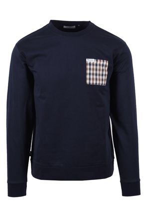 Aquascutum Ikonisches Pocket Rundhals-Sweatshirt Navy