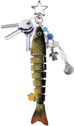 Generic Porte-cl&eacute;s mignon - Pendentif pour sac &agrave; main, motif poisson amusant pour homme et femme, jaune, 17.5x3x2