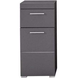 Trendteam Kommode Badezimmerschrank Standschrank Badschrank Amanda Grau Glanz 37 x 79 cm