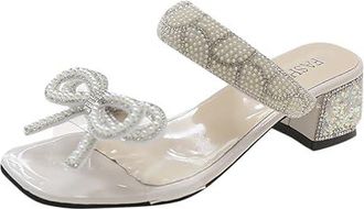 Generic Escarpins Mary Jane &agrave; talons hauts argent&eacute;s pour invit&eacute;e de mariage, en daim synth&eacute;tique, noir, pour entrevue de mariage, mariage, f&ecirc;te, soir&eacute;e, blanc