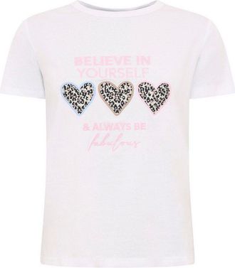 Zwillingsherz T-Shirt Always Believe Stickerei, Leoherzen, Rundhals, kurzarm