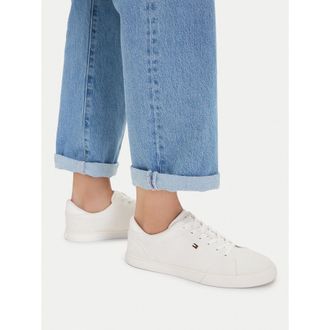 Tommy Hilfiger Sneakers aus Stoff Tommy Hilfiger Th Low Profile Vulc Canvas FW0FW09102 Wei&szlig;