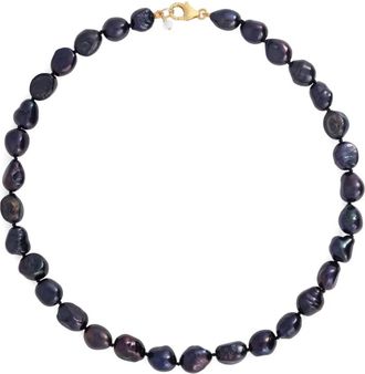 Hai collier &agrave; perles baroque - Noir