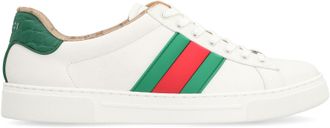 Gucci Mens Ace Leather Low-Top Sneakers White Calfskin Trainers