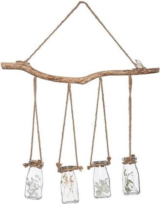 Atmosphera Atmosphera - Suspension de 4 Fleurs sechées - Pot en Verre - H45 cm