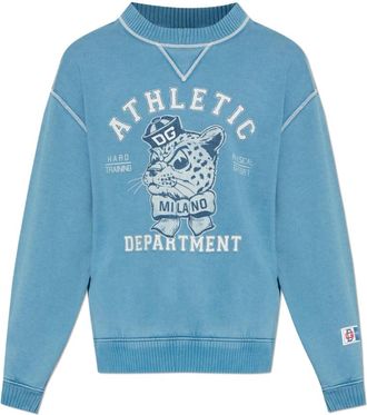 Dolce & Gabbana Homme, Sweatshirts et sweats &agrave; capuche, Bleu, Taille: M SweaT-shirt Imprim&eacute;