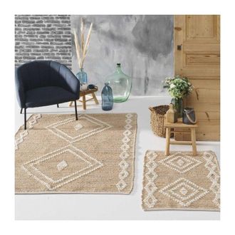 Douceur d'Intérieur Douceur Dintérieur - Tapis rectangle 120x170cm en jute et laine Floty - 120x170cm - Blanc