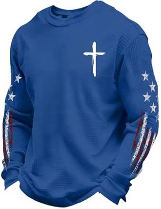 Generic Sweat-shirt gaufr&eacute; pour homme Cristina Cross Graphic Tops &agrave; manches longues tendance col rond pull ample confortable chemise respirante pour homme v&ecirc;t