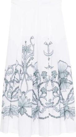 Eleventy Femme, Jupes, Blanc, Taille: 36 FR Jupe midi pliss&eacute;e &agrave; imprim&eacute; floral