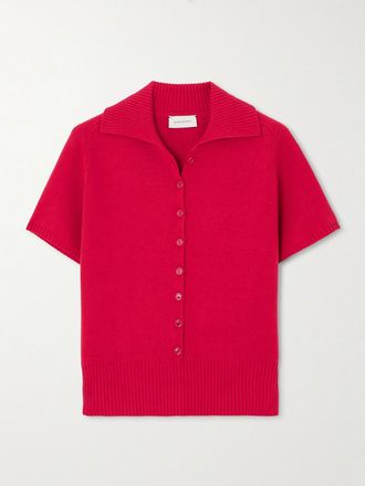 Magda Butrym Kurz&auml;rmeliger Pullover Aus Einer Baumwollmischung Mit Polokragen - Rot