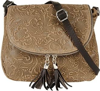 Samantha Look Sac &agrave; bandouli&egrave;re Femme cuir v&eacute;ritable | Fabriqu&eacute; en Italie | sac de ville &eacute;l&eacute;gant | Sac design avec compartiment cach&eacute; 021687