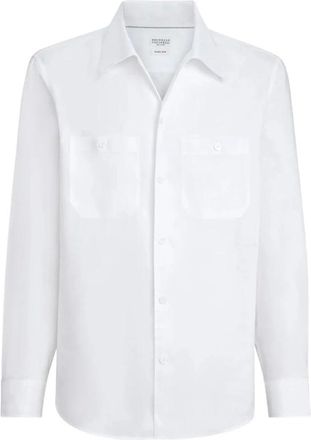Brunello Cucinelli Homme, Chemises, Blanc, Taille: L Chemise en lin