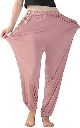 Generic Pantalon extensible grande taille pour femme, pantalon d&eacute;contract&eacute; ample avec poches pour yoga, danse, sport, tenue dint&eacute;rieur, pantalon de yoga pour 
