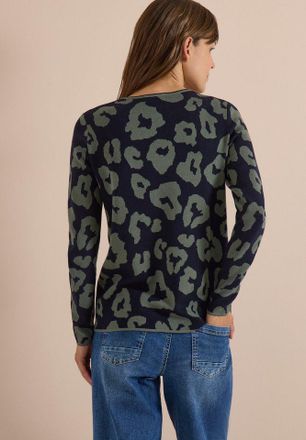 Cecil Strickpullover Animal-Print, Rundhals, mit Viskoseanteil