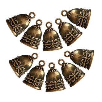 TOPBATHY 10 St&uuml;ck Retro Wind Chime Anh&auml;nger kleine Messingglockenanh&auml;nger Mini Messingglocken westlicher Weihnachtsschmuck Handbuch Messingglocke Weihnachtsglo