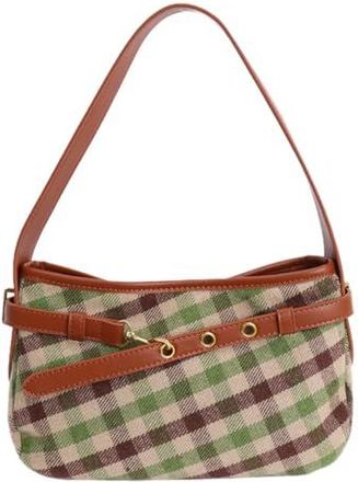 Generic Sac &agrave; bandouli&egrave;re pour femme - Style r&eacute;tro - Motif &eacute;cossais - Avec fermeture &eacute;clair, Marron verd&acirc;tre, 1