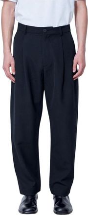 STUDIO NICHOLSON Pantalon fusel&eacute; en coton &agrave; plis - Homme - Pantalons - Noir - Taille: S