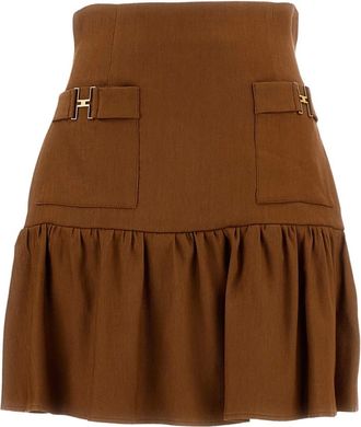 Elisabetta Franchi Femme, Jupes, Brun, Taille: 36 FR Jupe avec D&eacute;tails Bijoux