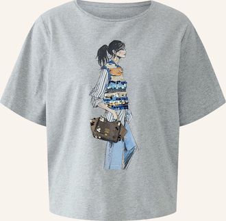 Oui T-Shirt Mit Pailletten grau