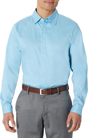 Amazon Essentials Herren Lang&auml;rmliges, knitterfreies Slim-Fit-Stretch-Anzughemd, Himmelblau, XL