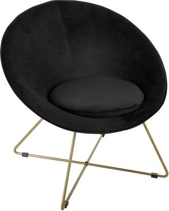 Atmosphera Atmosphera - Fauteuil Velours Noir Evan