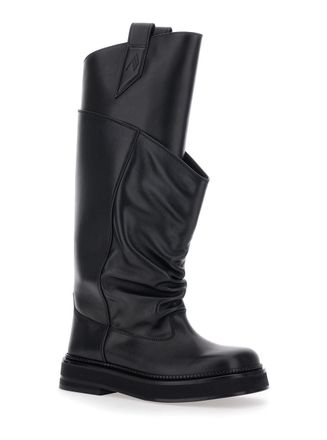 The Attico Womens Boots Passeggiata Black Leather Calf