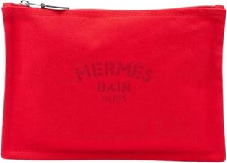 Herm&egrave;s Pochette en toile Pre-owned - Femme - Pre-owned - Rouge - Taille: ONE Size