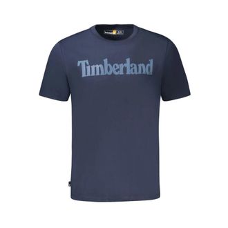 Timberland Blaues Baumwoll-T-Shirt mit Wordmark-Logo - - Tops - Herren - Blau - M