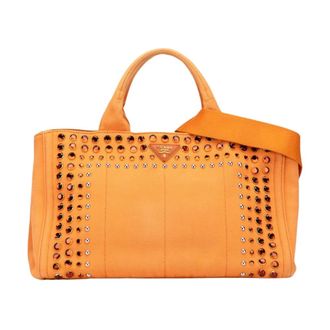 Prada Pre-owned Embellished Canvas Tote - Femme - Pre-owned - Orange - Taille: ONE Size