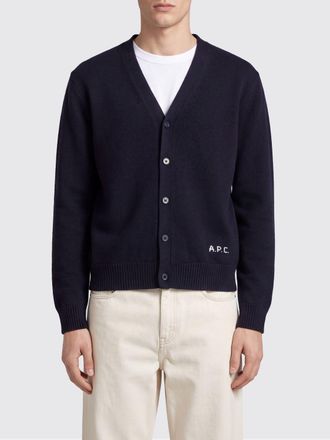A.P.C. A. P.C. Cardigan en pure laine &agrave; col V avec logo contrastant