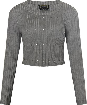 Faina Pullover mit Strasssteinen Damen grau melange