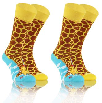 Sesto Senso Lustige Bunte Verschiedene Socken Baumwolle 2 Pack Unisex wilde tiere 35-38 Giraffe