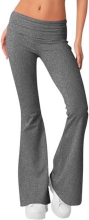 Minetom Pantalon Patte d&Eacute;l&eacute;phant Femme Casual &Eacute;vas&eacute; Bootcut Pilates Fitness Yoga Pants Stretch Elastique Confort Flare Leggings A Gris Fonc&eacute; S