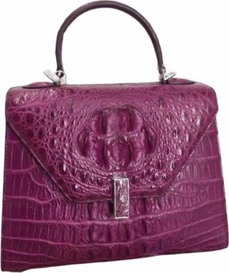 Generic Sac cabas pour femme, sac à main de créateur en cuir dalligator véritable, sac bandoulière en cuir de crocodile