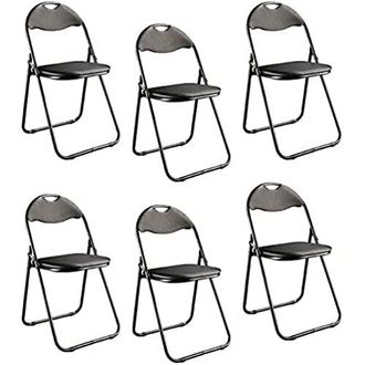 Haku M&ouml;bel Lot de 6 chaises Pliantes Noir, Dossier rembourr&eacute;, si&egrave;ge rembourr&eacute;, Acier - Dim.: L 44,00 cm x H 80,00 cm x P 47,00 cm, Style: Modern