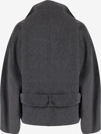 Frankie Shop Womens Reversible Wool-Blend Coat Grey