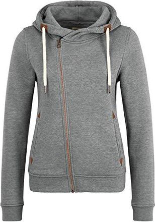 Oxmo OXVicky Zip-Hoodie Veste en Sweat Femme Veste à Capuche Hoodie avec Capuche Cordon de Serrage Fermeture éclair Poches en Biais Regular Fit, Taille:XL,