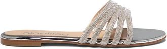 Ninalilou Sandalen - Silver Leather Sandals With Shimmering Straps - Gr. 38,5 (EU) - in Braun - f&uuml;r Damen
