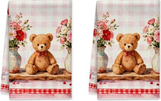 Generic Bear K&uuml;chent&uuml;cher, rustikale Vintage-Blumenvase, Fr&uuml;hling, Pfirsich, saugf&auml;hig, weich, Handt&uuml;cher, Arbeitsplatte, Dekoration, 40,6 x 61 cm, 2 St&uuml;ck