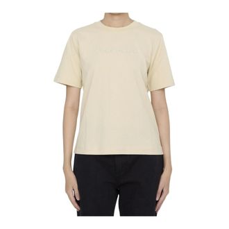 Burberry Femme, Tops, Jaune, Taille: 40 FR T-shirt en coton avec logo brod&eacute;