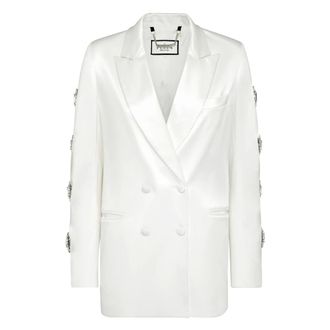 Philipp Plein Femme, Vestes, Blanc, Taille: 36 FR Blazer Double B