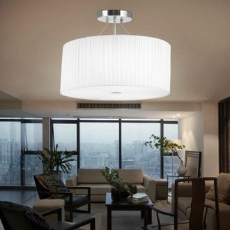 ETC Shop Plafonnier métal rond blanc Plissé Plafonnier cuisine Salon Plafond Moderne, métal rond, douille E27, DxH 45x36 cm